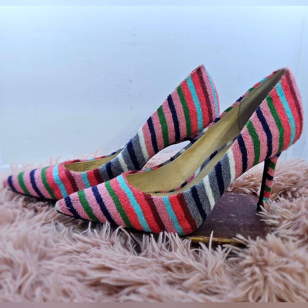 Katy Perry Terry Cloth Striped Pumps - Gem